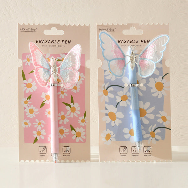 Retractable Butterfly Erasable Pen – 0.5mm Blue Ink Blue – Pluffy Studio